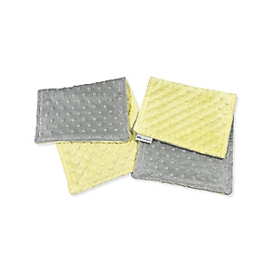 MEG ORIGINAL Baby Gray Minky Dot Burp Cloths, Set of Two (Gray & Yellow)