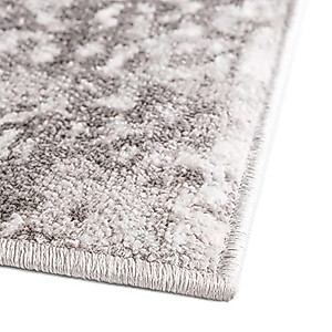 Unique Loom Eos Collection Area Rug - Borealis (7' 10" Square, Stone Gray/Ivory)