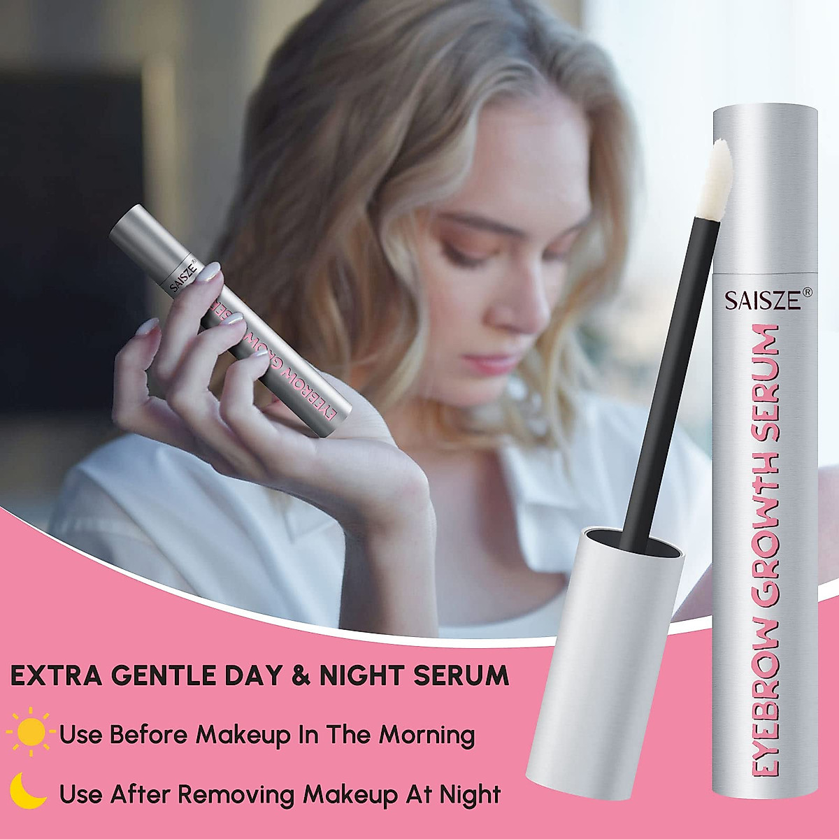 SAISZE Eyebrow Growth Serum, Eyebrow Serum for Thicker Brows, Boost Fast Longer, Fuller and Healthier Growth, Natural Eyebrow Enhancing Serum, Advanced Formula with Biotin, 6ml/0.2Fl.Oz