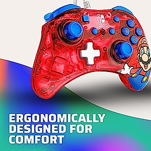 PDP Rock Candy Enhanced Wired Power Nintendo Switch Pro Controller, Official Licensed Nintendo Switch Mario Accessories/Switch Lite/OLED Compatible, Compact Durable for Travel, Ergonomic Non-Slip Joystick