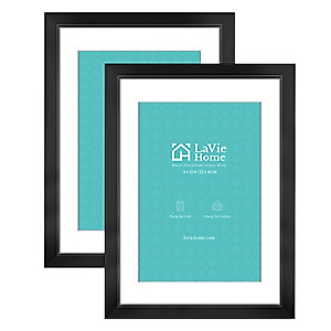 LaVie Home 9x12 Picture Frames (2 Pack, Black), Simple Designed Frame for Pictures 6x8 with Mat, Horizontal and Vertical Formats for Wall Mounting, Ideal for Home Decor and Office Decor