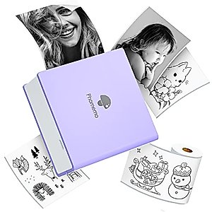 Phomemo Pocket Printer - M02 Mini Bluetooth Wireless Sticker Printer, Compatible with iOS & Android, Thermal Mobile Printer for Fun, memo, to-do List, Work Notes, DIY Journal, Purple