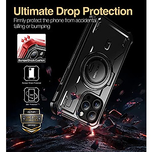 Dexnor Magnetic Case for iPhone 14 Pro Max, Compatible with MagSafe, [Built in Screen Protector and Kickstand] Full-Body Heavy Duty Case Protective Cover for iPhone 14 Pro Max 6.7 Inch, Black