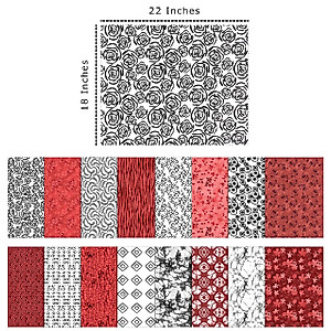 Soimoi 16 Pc Fat Quarter Bundle, Batik Print 18"x 22" DIY Patchwork- 100% Cotton Pre-Cut Quilting Fabric Red,White,Black