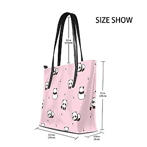 Shoulder Bag for Women Tote Bags Leather Shopper Bag Large Work Cute Cartoon Panda Decor Handbags Casual Bag