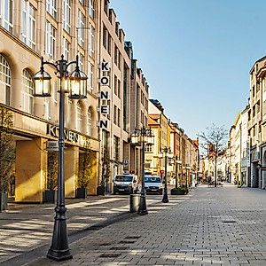 Aluminum Outdoor Lamp Post Birdcage, Hardwired Street Light Post for Outside, 3-Head Pole Light Modern Lamp Post Outdoor Lighting with Clear Glass Panels for Garden Patio Backyard Walkway Driveway