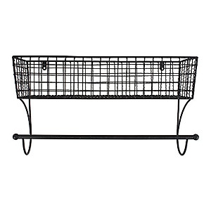 DII Rustic Farmhouse Bathroom Décor, Metal Storage, Large Towel Bar, Black