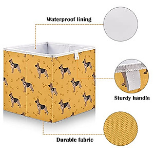 Dogs Bones Foot Prints Storage Basket Storage Bin Rectangular Collapsible Nursery Hamper Large Toy Chest Organizer for Living Room Bedroom