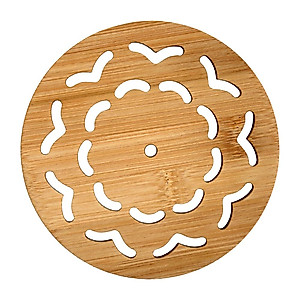 ALFEEL 4 Piece Bamboo Trivet - Home Kitchen Multifunction Bamboo Heat Resistant Pads Trivet, Round Multi-Size Placemat Coaster for Hot Dishes/Pot/Bowl/Cup/Mup/Teapot/Hot Pot Holders (4 Piece)
