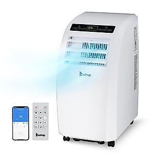 ROVSUN WiFi Enabled 12000 BTU 3-in-1 Portable Air Conditioner, Cooler, Dehumidifier, Fan, Powerful Room Mobile AC Unit with Remote/APP Control, Rolling Wheels & Easy Installation Kit