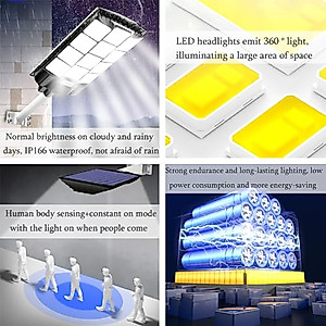 ZXXHNNAIH Solar Street Light IP66 Waterproof Street Solar Light Multiple Lighting Modes, Motion Sensor Wall Lights,for Basketball Court Parking Lot