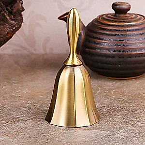 DomeStar Hand Bell, 2PCS Call Bell Wedding Bell Dinner Bell Golden and Pewter Classroom Bell for Kids