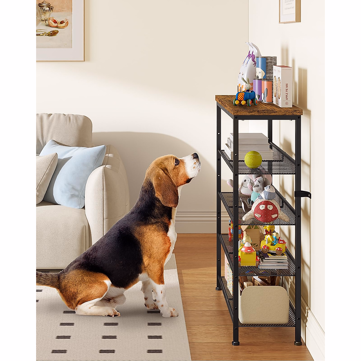 Pipishell 5-Tier Shoe Rack for Entryway and Small Spaces with Wooden Top & Metal Frames, Shoe Storage Organizer with Adjustable Storage Shelves, PISRB4V