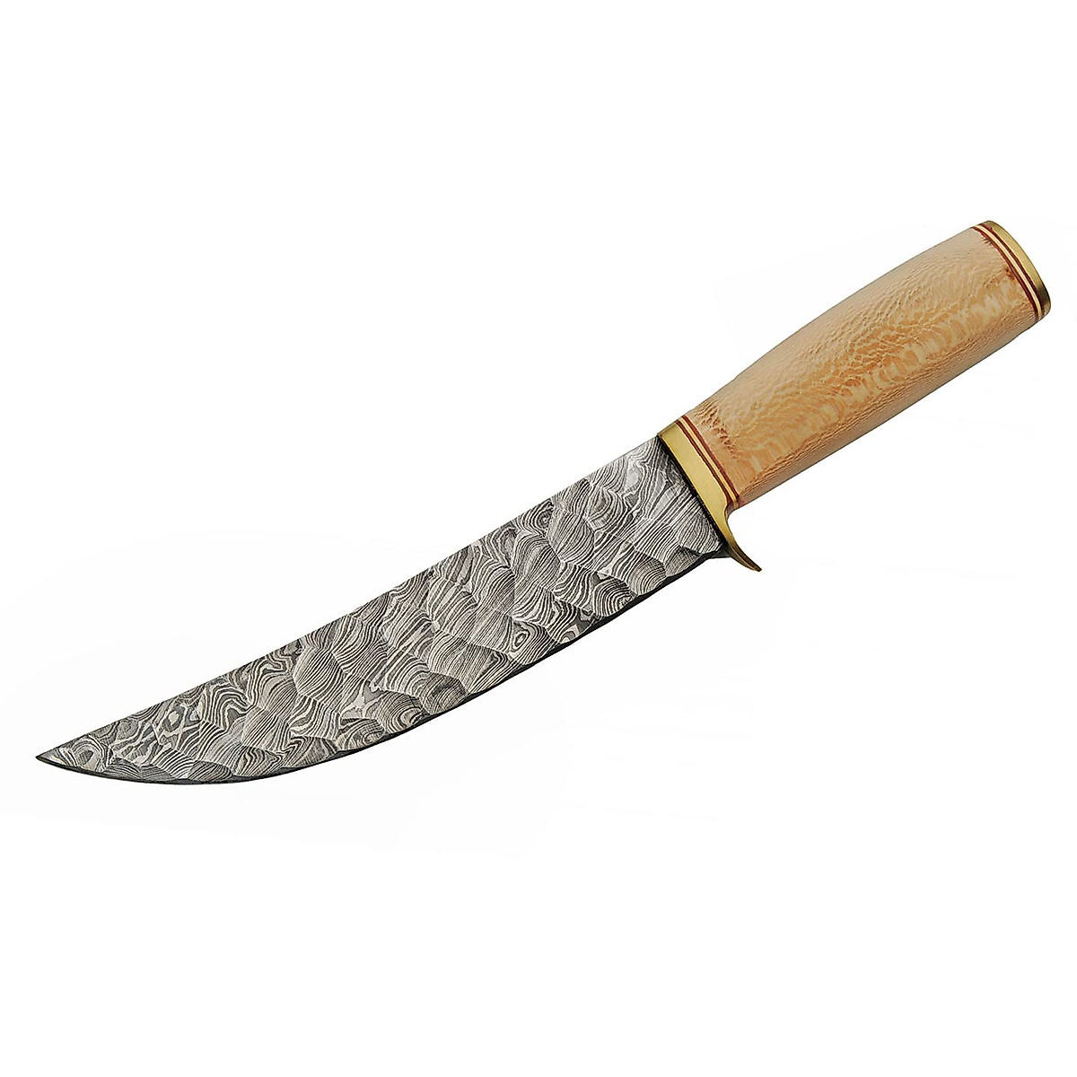 Bare Sycamore Damascus Steel Blade | Wood Handle 12.50 inch Hunting Knife