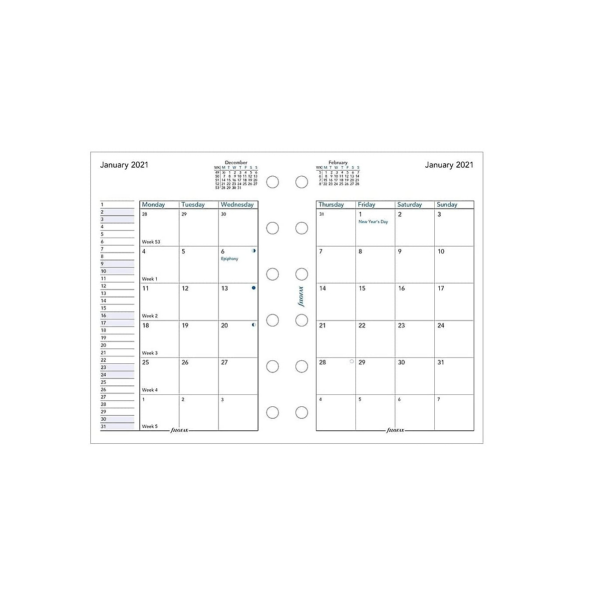 Filofax 2021, Pocket, Month On Two Pages, English (C68210-21)