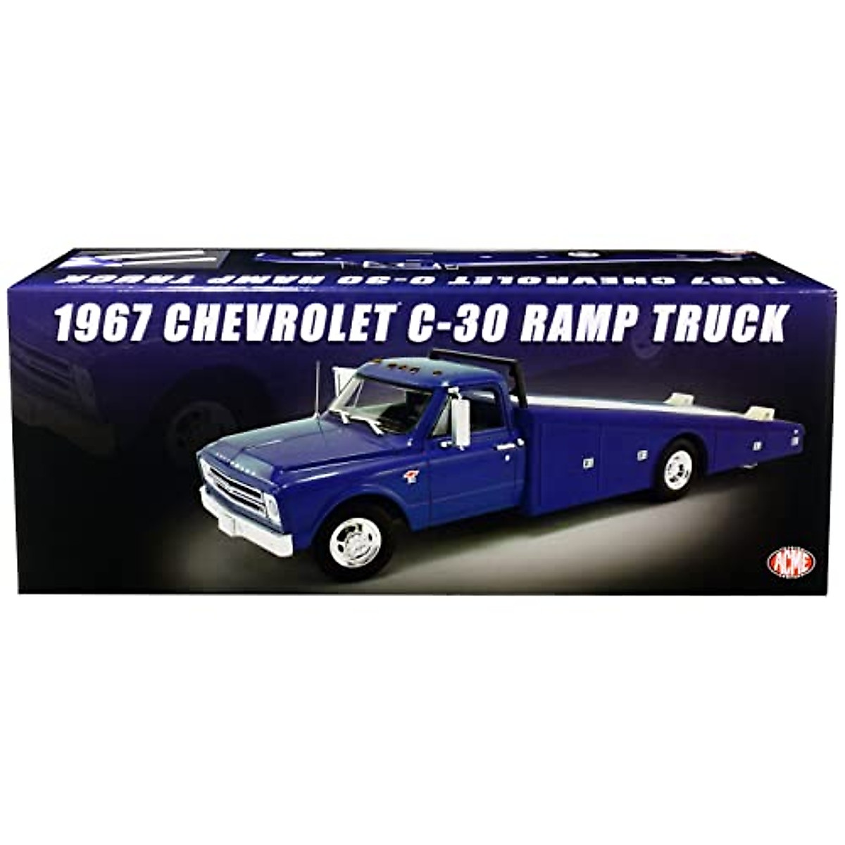 1967 Chevy C30 Ramp Truck Blue Limited Edition to 312 Pieces Worldwide 1/18 Diecast Model Car by Acme A1801709