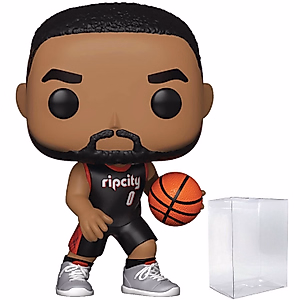 POP NBA: Blazers - Damian Lillard (Black Jersey) Funko Vinyl Figure (Bundled with Compatible Box Protector Case)