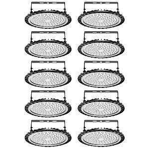 Viugreum High Bay LED Shop Lights, 500W UFO LED High Bay Light 50,000LM 120V LED High Bay Lights 5000K Daylight, Alternative to 2000W MH/HPS for Garage Workshop Barn Factory Warehouse - 10 Pack