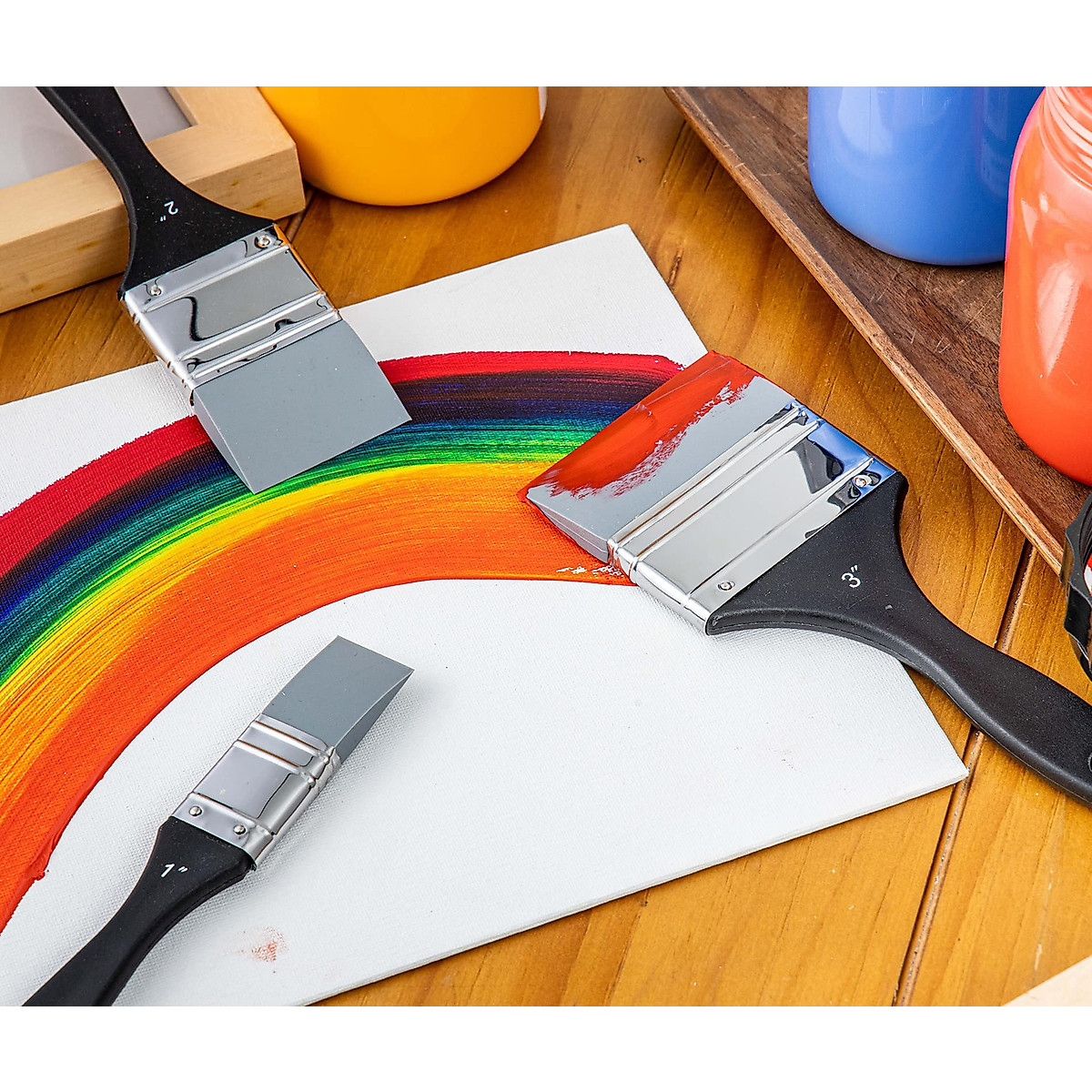 Falling in Art Silicone Paint Brush Set, Lined Edged Flexible Color Shapers, Flat Shaped Painting Tool for Water Based Acrylic Paints, Gouache, Oil, and all water soluable Mediums 2Pcs(1inch, 2inches)