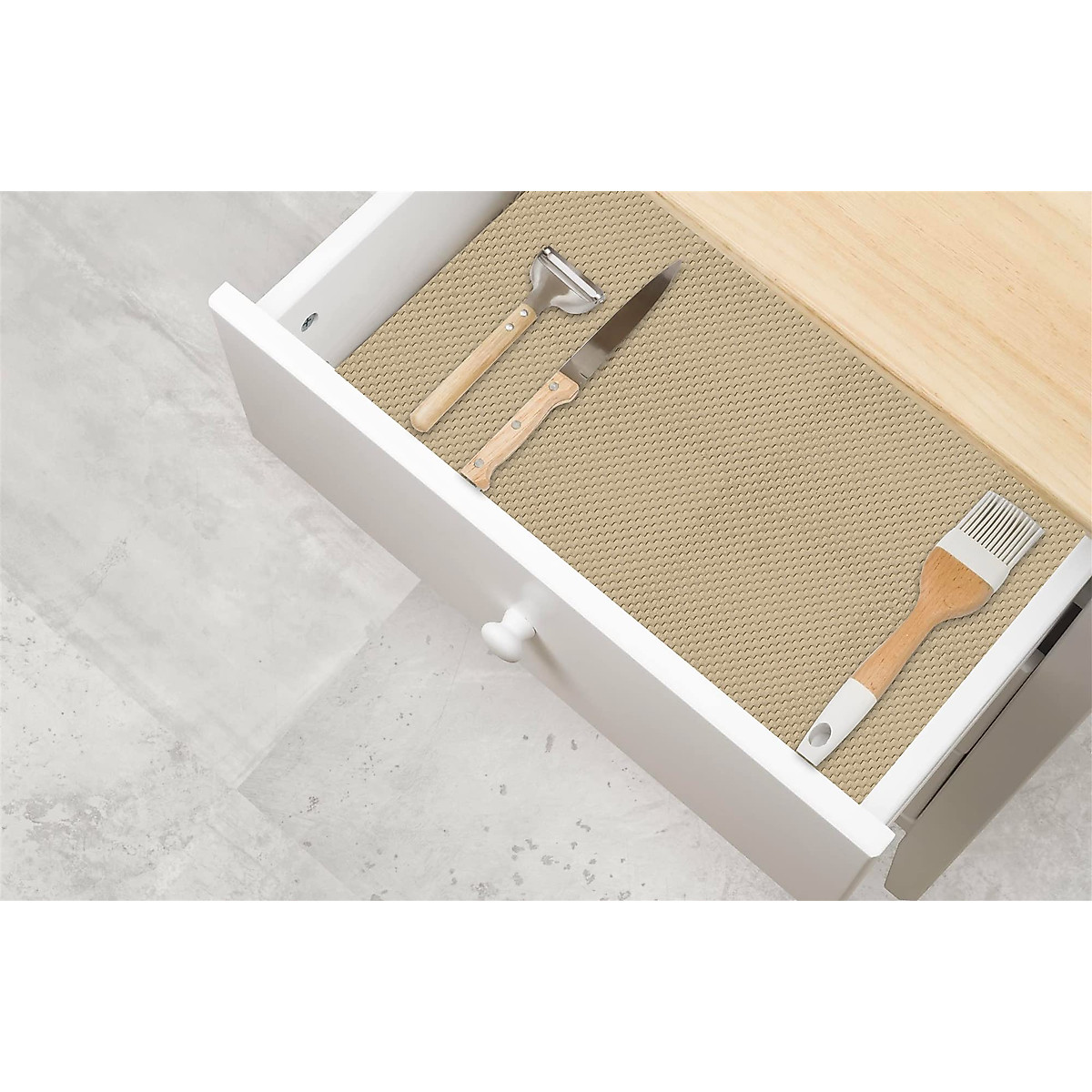 SteadMax Shelf Liner, 15 inches x 6 feet Total, Non-Slip Ultra-Grip Mats for Kitchen or Bathroom Shelves, Cabinets, Pantry, Tool Box, Non-Adhesive Drawer Liner, Durable, Strong, Ivory (2 Pack)