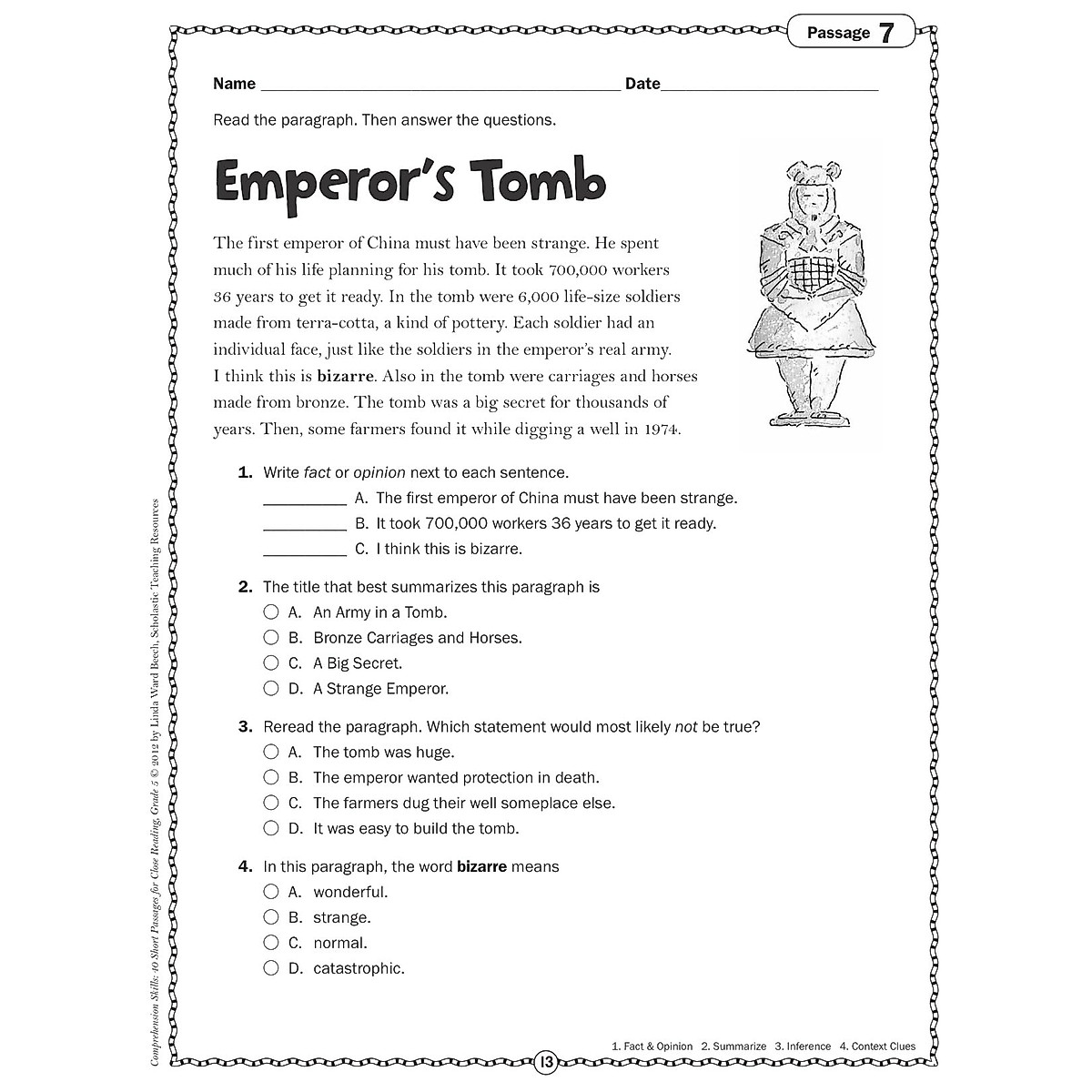 Scholastic Teaching Resources SC-546056 Comprehension Skills Gr 5 40 Short Passages For Close Reading
