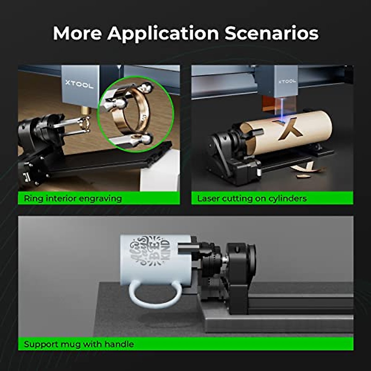 xTool RA2 Pro, 4-in-1 Laser Rotary for xTool D1, D1 Pro and Most Laser Engraver, Jaw Chuck Rotary, Y-axis Rotary Roller Engraving Module for Engraving Cylindrical Objects, Wine Glass, Tumbler, Ring