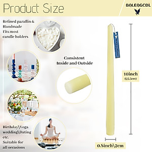 Long Taper Candle Handmade Vanilla Scented Smokeless Ivory White Candles 10 inch Unique Dinner Tall Taper Candlesticks for Home Decoration Wedding Party Gift Set of 4