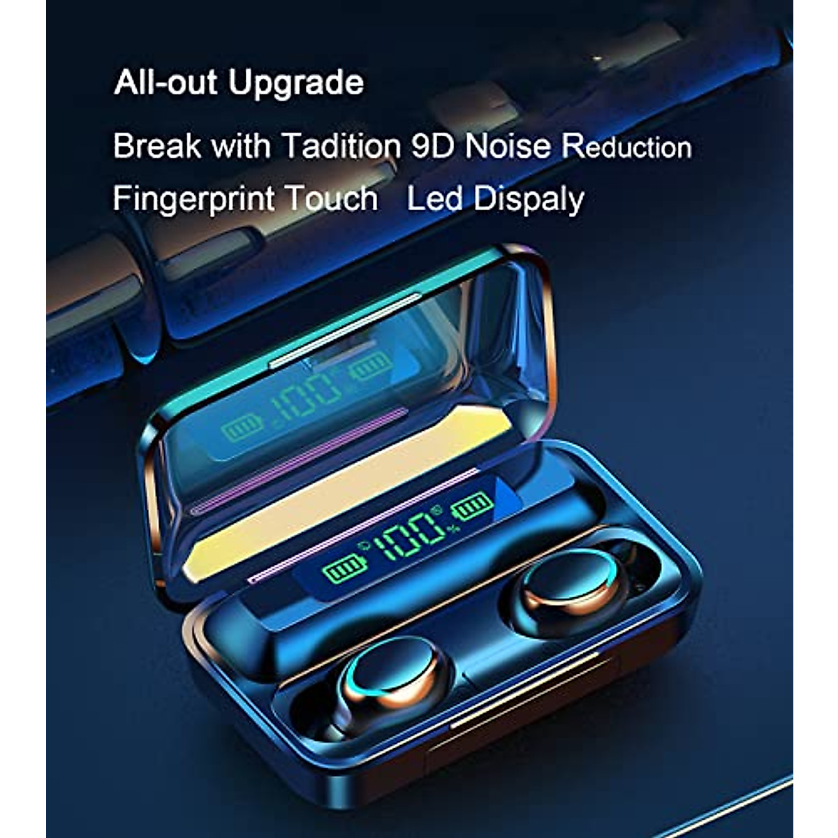 New Wireless Earbuds Bluetooth 5.0 Headset, IPX7 Waterproof, LED Battery Display auriculares,140 Hours Play time with Charging Box, 3D Stereo Audio Full Touch Screen Headset with Microphone