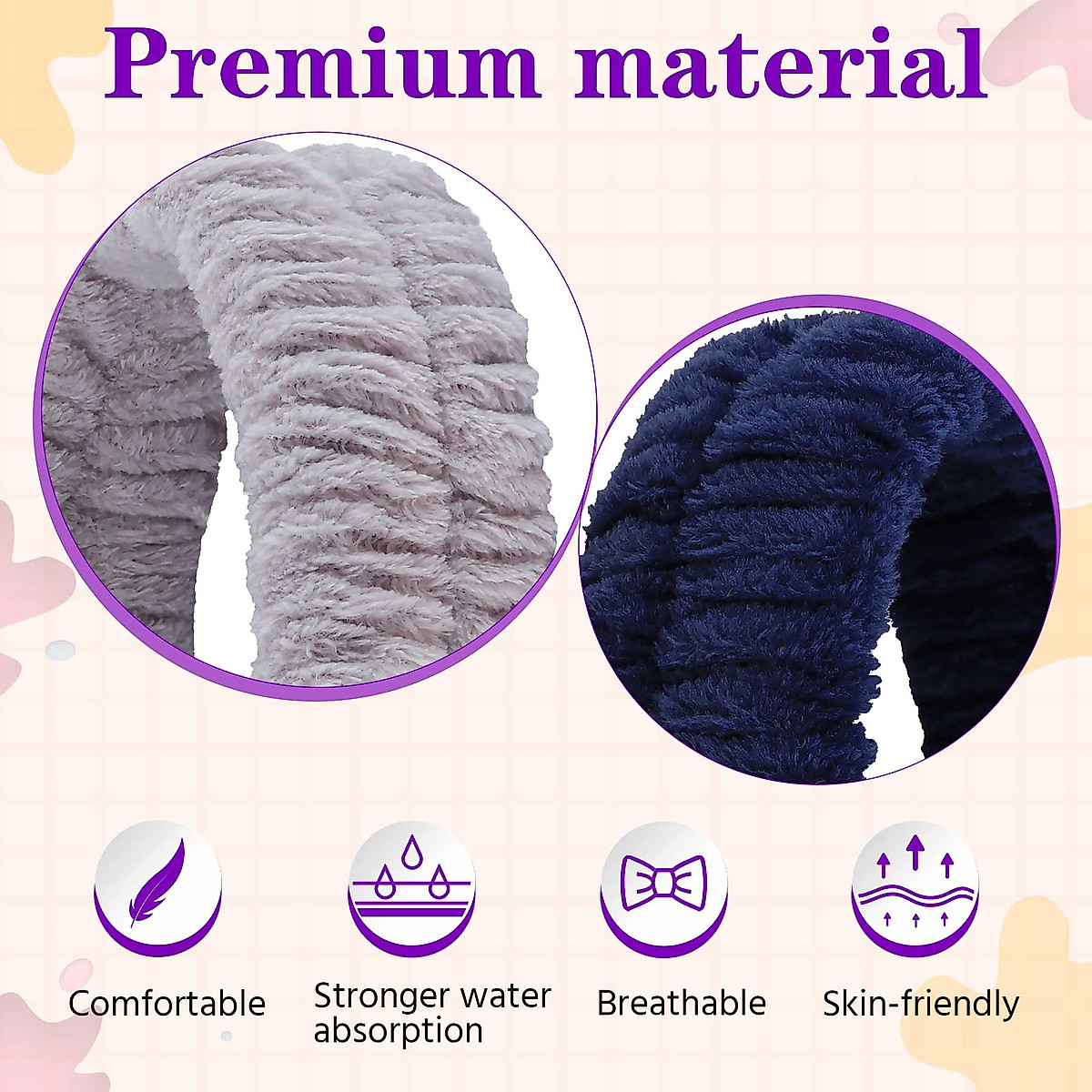 YGQQOY Spa Headband, Makeup Headband for Washing Face, Skincare Headbands for Girls Women, Soft Facial Makeup Head Band