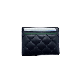 Slim Quilted Leather Card Holder Wallet with RFID Blocking