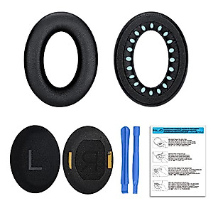 ELZO Replacement Ear Pads Cushions, Earpads for Bose QuietComfort 45 (QC45) Headphones, Premium Softer Leather, High-Density Noise Cancelling Foam, Added Thickness - Black