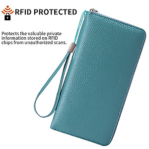 SENDEFN Leather Women's Wallets RFID Blocking Zip Around Large Capacity Long Credit Card Holder Wallet