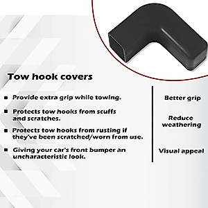 Factory Bumper Tow Hook Covers Fit for Jeep Wrangler JK, JL, Gladiator JT 07-22 Front Bumper Protect from Scuffs and Scratches, 2 Pack (Black)