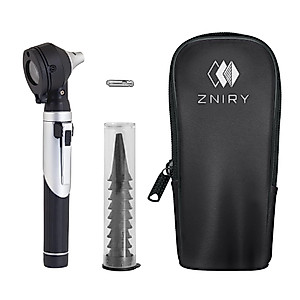 Zniry Fiber Optic Mini Otoscope - Ear Scope with Light, Ear Infection Detector (Black Color) Reguler