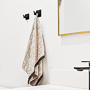 Shengsite Adhesive Hooks, 4 Pack Wall Mounted SUS 304 Bath Towel Hooks, Matte Black Heavy Duty Wall Coat Hooks for Bathroom Bedroom Kitchen Hotel Pool(4 Pack, Matte Black)
