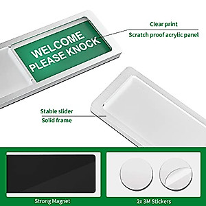 Privacy Sign, Do Not Disturb/Welcome Sign for Home Office Restroom Conference Hotles Hospital, Privacy Slide Door Sign Tells Whether Room in Vacant or Occupied, 7'' x 2'' Indicator - Silver