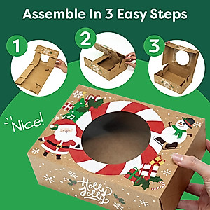 Joyousa Christmas Cookie Boxes - Bulk 12 Pack Kraft - Large Holiday Christmas Cookie Tins with Lids, Bakery Christmas Treat Boxes, Candy and Cookie Boxes for Gift Giving - Food Packaging Containers