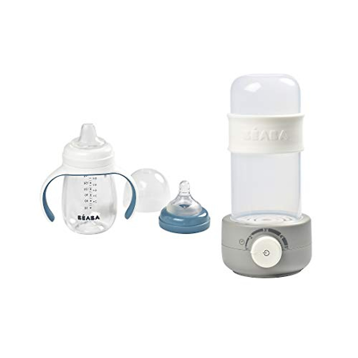 BEABA Fast Baby Bottle Warmer, Baby Food Warmer, (3-in-1) Warm Milk in Just Two Minutes + 2-in-1 Bottle to Sippy Learning Cup