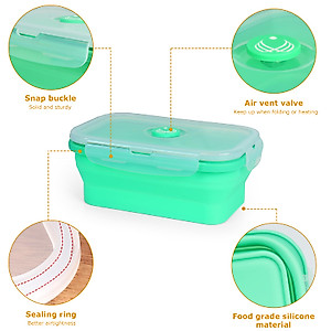 Vech Collapsible Food Storage Container, Set of 4 Silicone Leftover Meal Box for Kitchen, BPA Free Meal Prep Container Bento Lunch Boxes, Microwave Safe. Foldable Thin Bin Design Saves Your Space