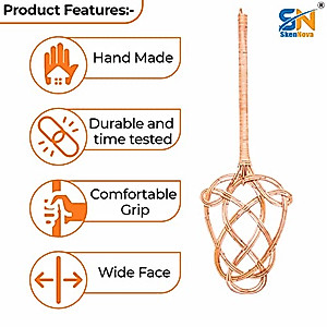 SN SKENNOVA - 25 inch Overall Length of Authentic Rattan Carpet and Rug Beater Wicker Rattan Rug Handmade