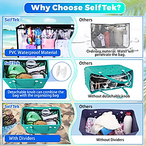 Clear Beach Bag Organizer Insert Compatible with Original Bogg Bag X Large, Zipper Inner Bag Divider Storage Bag for Bogg Bag Accessories, 7 Divider Pouch -Transparent & Black (Only for X Large )