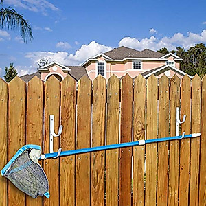 2 PCS Set Wide Pool Pole Hangers Heavy Duty Aluminium Holder Hooks with Screws Perfect Hook Holders for Swimming Pool,Telescopic Poles,Skimmers,Nets Brushes,Vacuum Hose,Garden Equipment Etc (white)