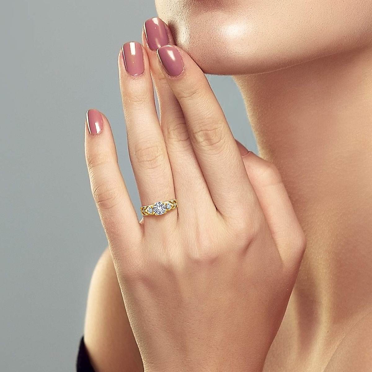 Gem Stone King 18K Yellow Gold Plated Silver Round 6MM Gemstone Birthstone Engagement Ring | Wedding Anniversary Promise Ring For Women | Available In Size 5, 6, 7, 8, 9