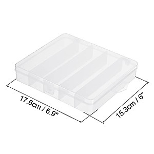 PATIKIL Fishing Tackle Box, 3 Pack 6.9 x 6 x 1.2 Inch Plastic 5 Grids Lure Bait Hooks Accessory Organizer Storage Container, Clear