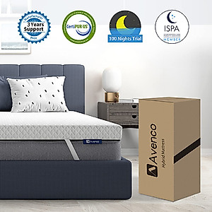 Avenco Twin Mattress Topper, 4 Inch Memory Foman Mattress Topper Cooling Gel Infused, Medium Firm Twin Size Topper with Washable Cover, CertiPUR-US Certified