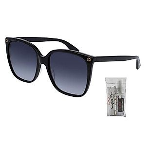 Gucci GG0022S 001 57M Black/Grey Gradient Square Sunglasses For Women+ BUNDLE With Designer iWear Eyewear Kit