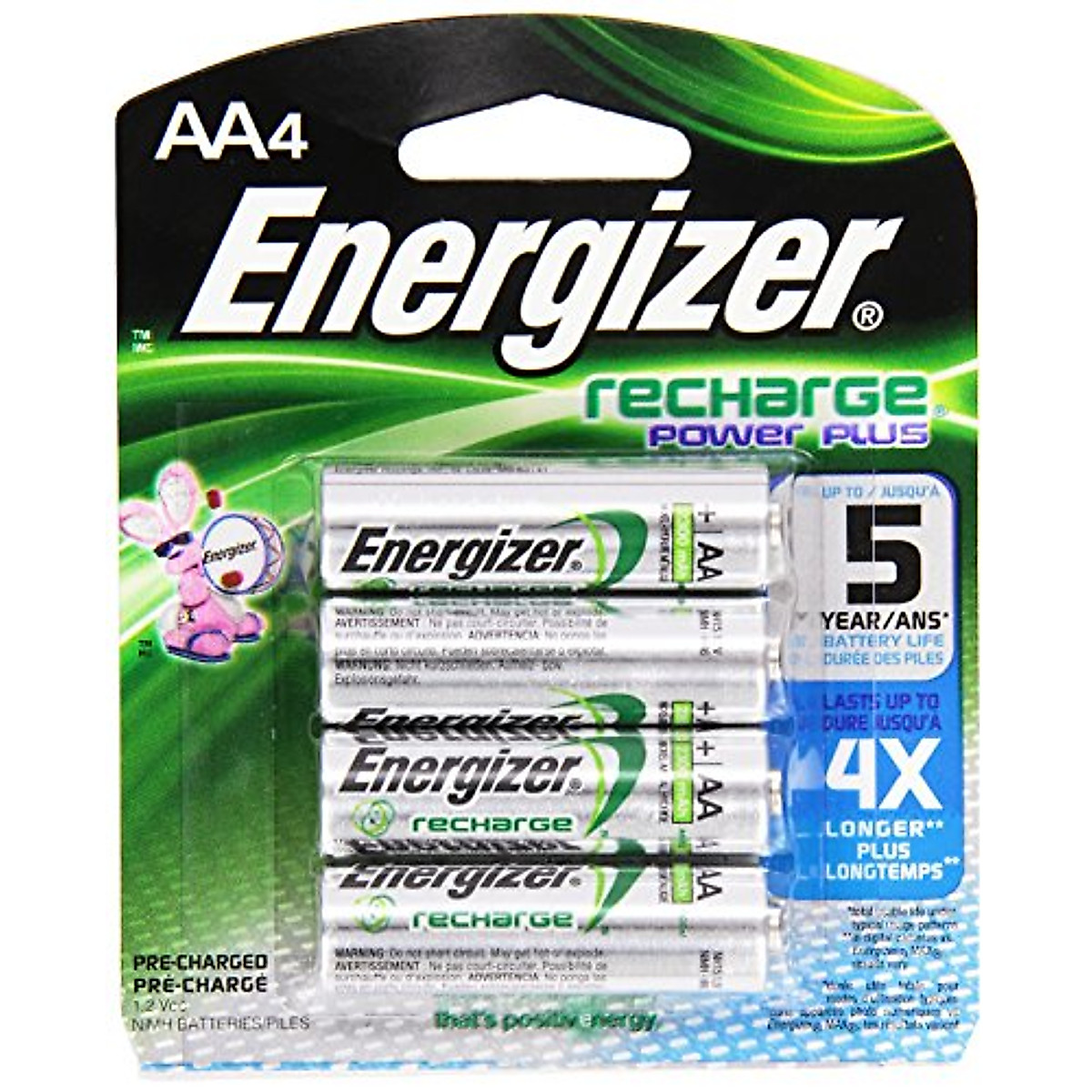 Energizer E2 Rechargeable AA Battery (2300 mAh), 1.2 Volt NiMH, 4 ct