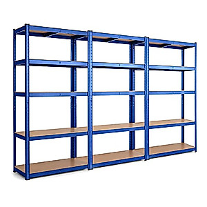 Giantex Garage Shelving, 60 Inches 5-Tier Shelving Unit w/Adjustable Height, Per Shlef Max Load 400 lbs, Bolt-Free and Easy to Assemble, Heavy Duty Metal Frame Multi-Use Storage Rack Shelfs, 3 Packs