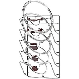 Wall Door Mounted Pot Lid Rack, Chrome Finish