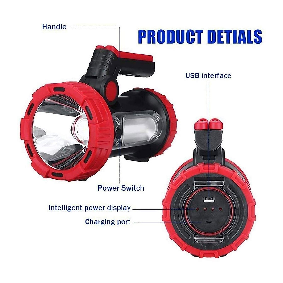 HHWKSJ Emergency Lights, Rechargeable LED Portable Camping Lantern/Flashlight 6000mAh Power Bank with 4 Modes, for Emergency Hiking Home and More